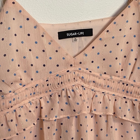 Sugarlips Dresses Sugarlips Mainsail Ruffle Pink Polka Dot Dress